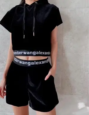 Alexander Wang Cropped Corduroy Hoodie