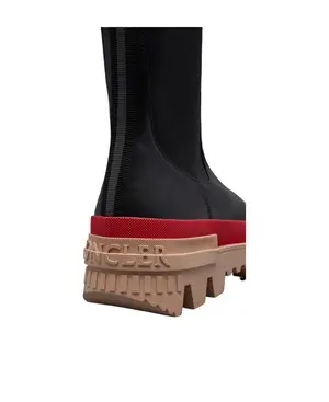 Moncler Logo Leather Chelsea Boots - Black