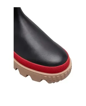 Moncler Logo Leather Chelsea Boots - Black