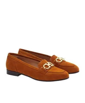 FERRAGAMO Gancini Ornament Loafers - Brown