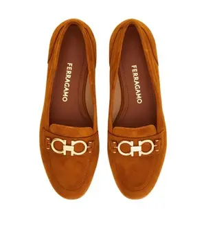 FERRAGAMO Gancini Ornament Loafers - Brown