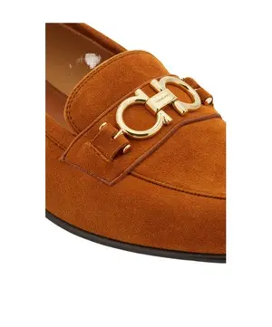 FERRAGAMO Gancini Ornament Loafers - Brown