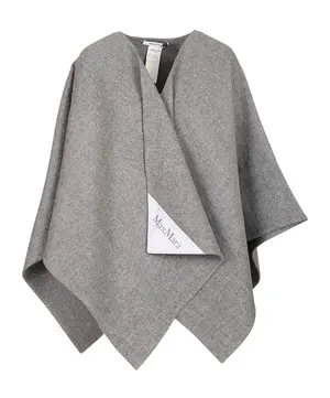 Max Mara Max Mara Serra Logo Patch Cape Gray