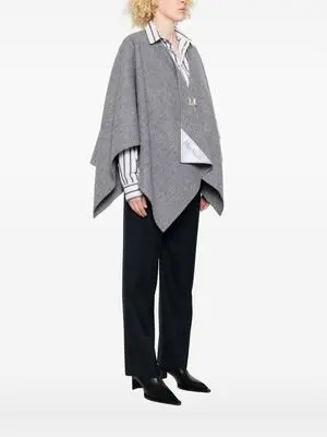 Max Mara Serra Logo Patch Cape - Gray