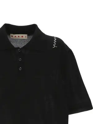 Marni Logo Embroidered Knitted Polo Top