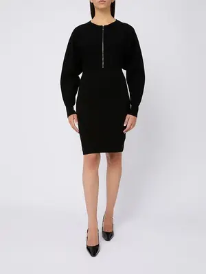Max Mara Zip Detailed Crewneck Long-sleeved Dress