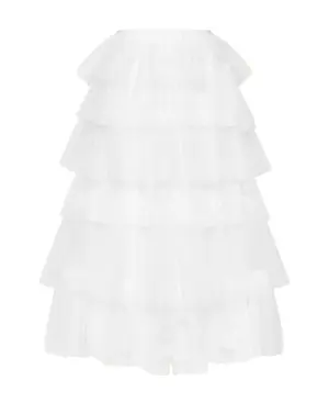 Red Valentino Tulle Ruffled Midi Skirt - White