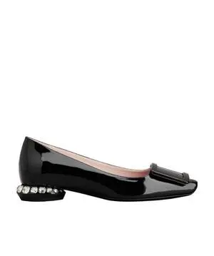 ROGER VIVIER Strass Heel Covered Buckle Ballerinas In Patent Leather