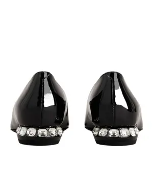 ROGER VIVIER Strass Heel Covered Buckle Ballerinas In Patent Leather