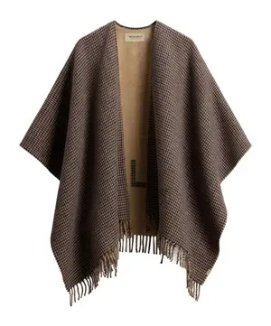 Woolrich Checked Fringed Cape - Beige