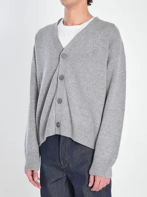 AMI Paris De Coeur V-neck Buttoned Cardigan