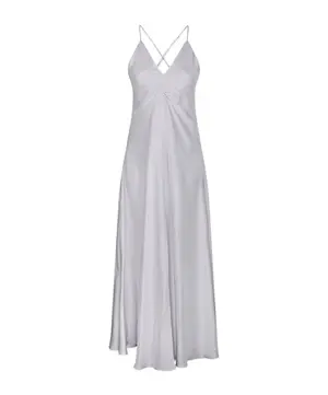 FORTE_FORTE Sleeveless V-neck Pleated Cross Strap Maxi Dress