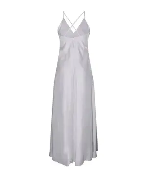 FORTE_FORTE Sleeveless V-neck Pleated Cross Strap Maxi Dress