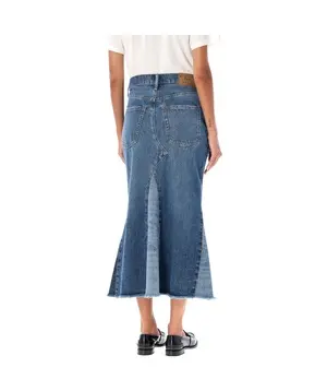 Polo Ralph Lauren Deconstructed Patchwork Denim Midi Skirt