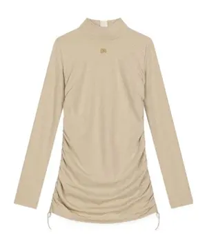 Dolce & Gabbana Logo Plaque Ruched Mini Dress