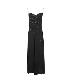 FORTE_FORTE Crystal Embellished Bustier Maxi Dress