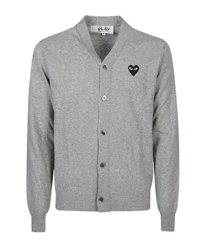 Play Comme Des Garcon Mélange-effect Wool Cardigan - Mist Grey
