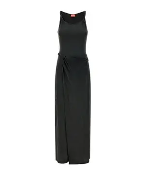 DIESEL® Sleeveless Maxi Dress With Wrap Skirt - Black