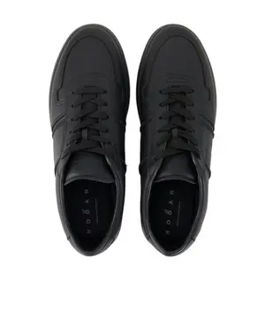 Hogan H668 Leather Lace-up Trainers - Black