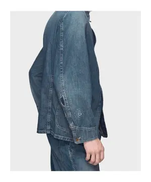 MAISON MARGIELA Distressed Denim Caban Jacket - Blue