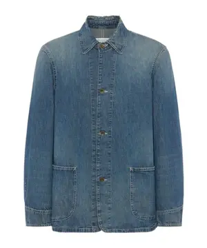 MAISON MARGIELA Distressed Denim Caban Jacket - Blue