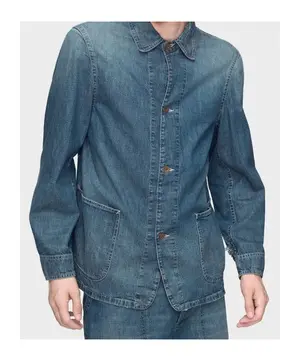 MAISON MARGIELA Distressed Denim Caban Jacket - Blue