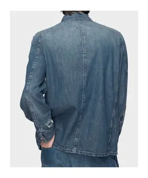 MAISON MARGIELA Distressed Denim Caban Jacket - Blue
