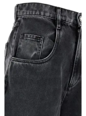 MAISON MARGIELA High Waist Tapered Leg Jeans With Cut-out Detail - Black
