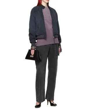 MAISON MARGIELA High Waist Tapered Leg Jeans With Cut-out Detail - Black