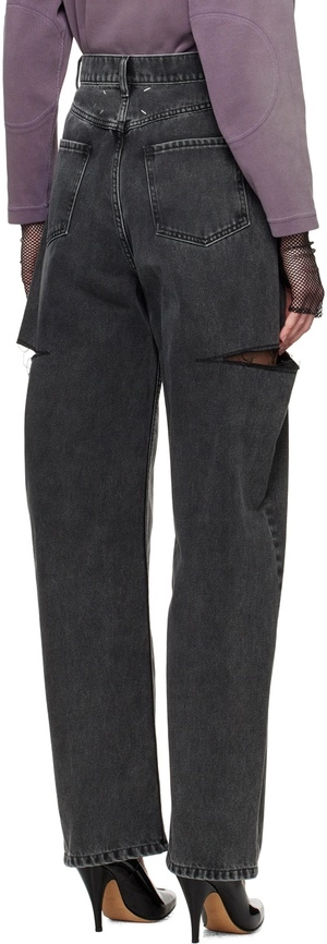 MAISON MARGIELA High Waist Tapered Leg Jeans With Cut-out Detail - Black