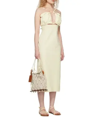 Jacquemus Strapless Cut-out Detailed Midi Dress - White