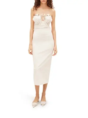 Jacquemus Strapless Cut-out Detailed Midi Dress - White