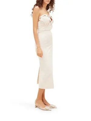 Jacquemus Strapless Cut-out Detailed Midi Dress - White