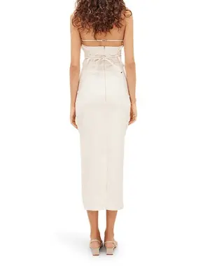 Jacquemus Strapless Cut-out Detailed Midi Dress - White
