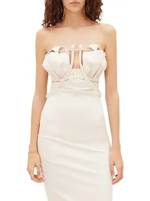 Jacquemus Strapless Cut-out Detailed Midi Dress - White