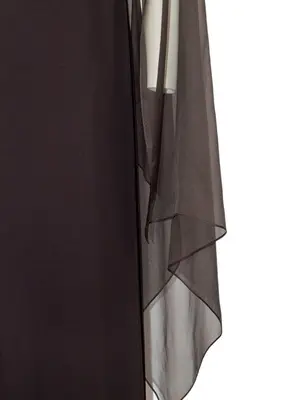 Alberta Ferretti Sheer Cape-sleeve Maxi Dress