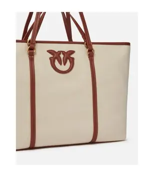 Pinko Love Birds Logo Patch Large Tote Bag
