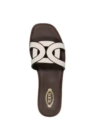 TOD'S Chain Detail Slip-on Sandals - White