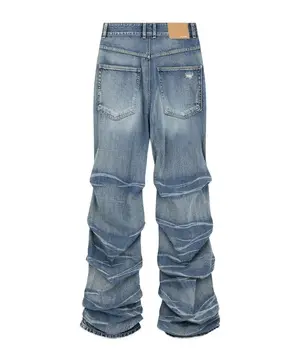 We11Done Distressed Wide-leg Denim Trousers