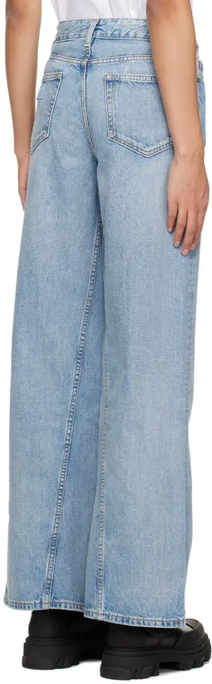 GANNI Logo Patch Straight Leg Jeans