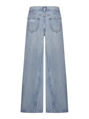 GANNI Logo Patch Straight Leg Jeans