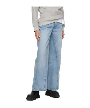 GANNI Logo Patch Straight Leg Jeans