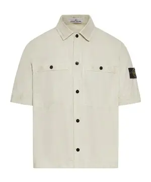 Stone Island Compass Patch Short Sleeved Shirt - Sand