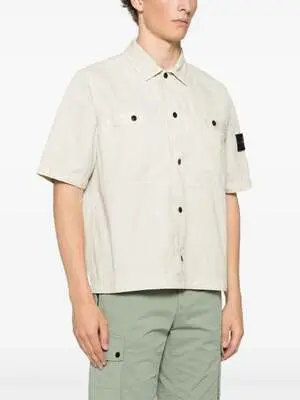 Stone Island Compass Patch Short-sleeved Shirt - Sand