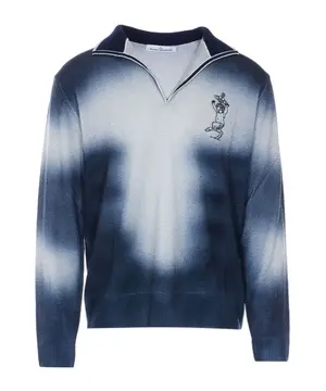 VIVIENNE WESTWOOD Embroidered Logo V-neck Jumper - Blue