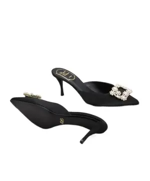 ROGER VIVIER Embellished Slip-on Mules - Black