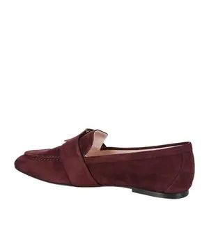 ROGER VIVIER Buckle Strap Suede Flat - Red