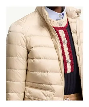 Moncler Lans Zip-up Short Padded Jacket - Beige