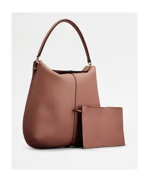 TOD'S Logo Plaque Shoulder Bag - Brown