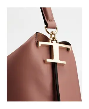 TOD'S Logo Plaque Shoulder Bag - Brown